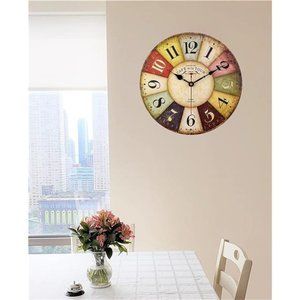 Wall Decor | 12inch Thick Wood Kitchen Wall Clock Retro Farmhouse Clock ...